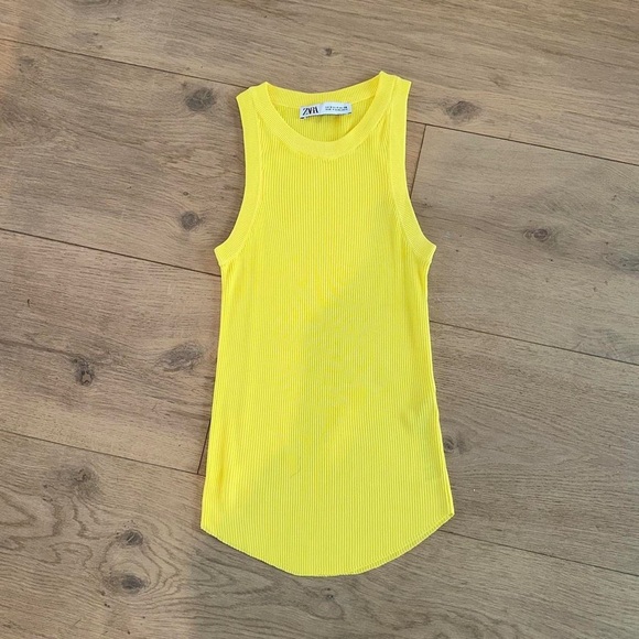 Zara | Tops | Zara Yellow Ribbed Tank Top | Poshmark